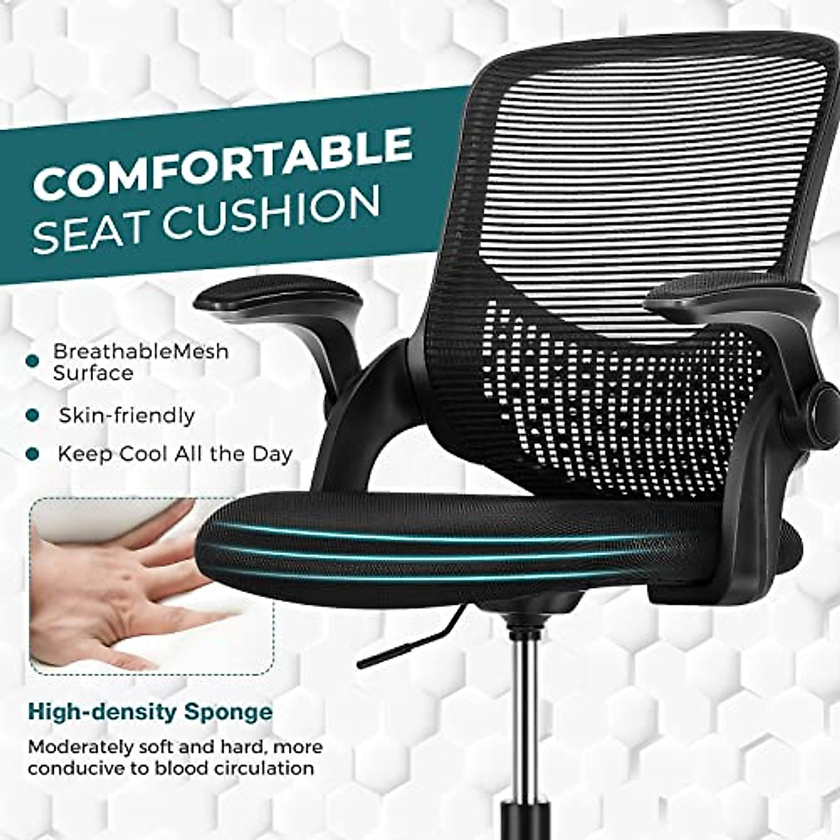 Drafting Chair, Tall Desk Chair Standing Desk Chair, Tall Office Chair for Standing Desk, Drafting Chair Adjustable Height with Foot Ring, Counter Height Office Chair with Flip-up Arms, Lumbar Support