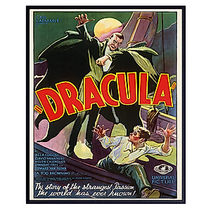 Dracula Horror Movie Poster - 8x10 Home Theater Decor - Scary Wall Art - Gothic Home Decor - Skull Wall Picture - Goth Room Decoration - Vintage Hollywood Poster - B Movie Picture Print - Men Man Cave
