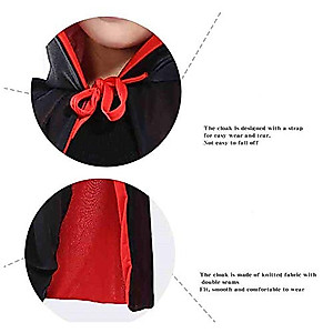 ZsSmddx Unisex Cosplay Christmas Halloween Witch Party Reversible Hooded Vampires Cape Cloak（Dual-Layer,Black and red ） (S, Stand Collar)