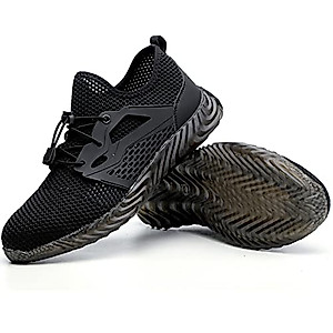 SUADEX Steel Toe Shoes Men Women Indestructible Work Safety Shoes Working Industrial Construction Sneakers Pure Black