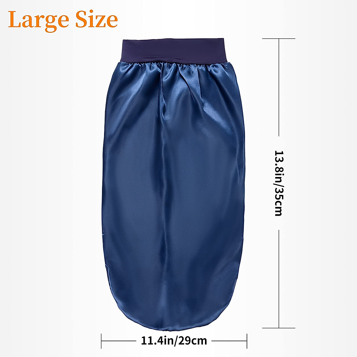 LIIBOT Long Silk-Satin Bonnet for Women - 2 PCS Large Night Cap for Curly Dreadlock Braid Hair (Black & Blue)