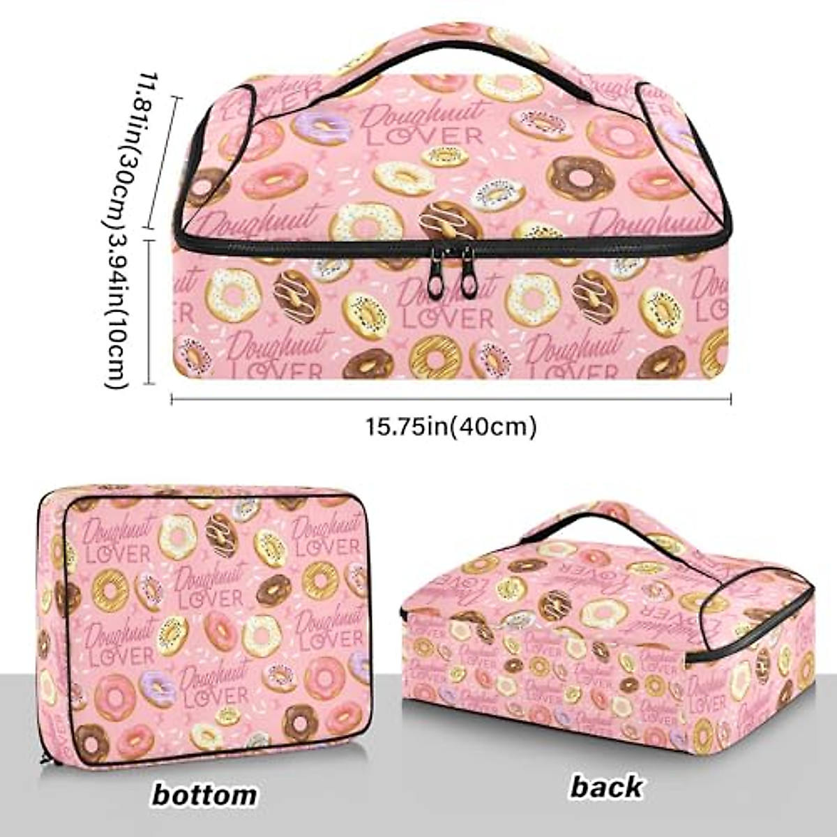 Kcldeci Insulated Thermal Food Carrier Insulated Casserole Carrier for Hot or Cold Food,Doughnut Insulated Tote Bag for Potluck Cookouts Parties Picnic,Lasagna Lugger