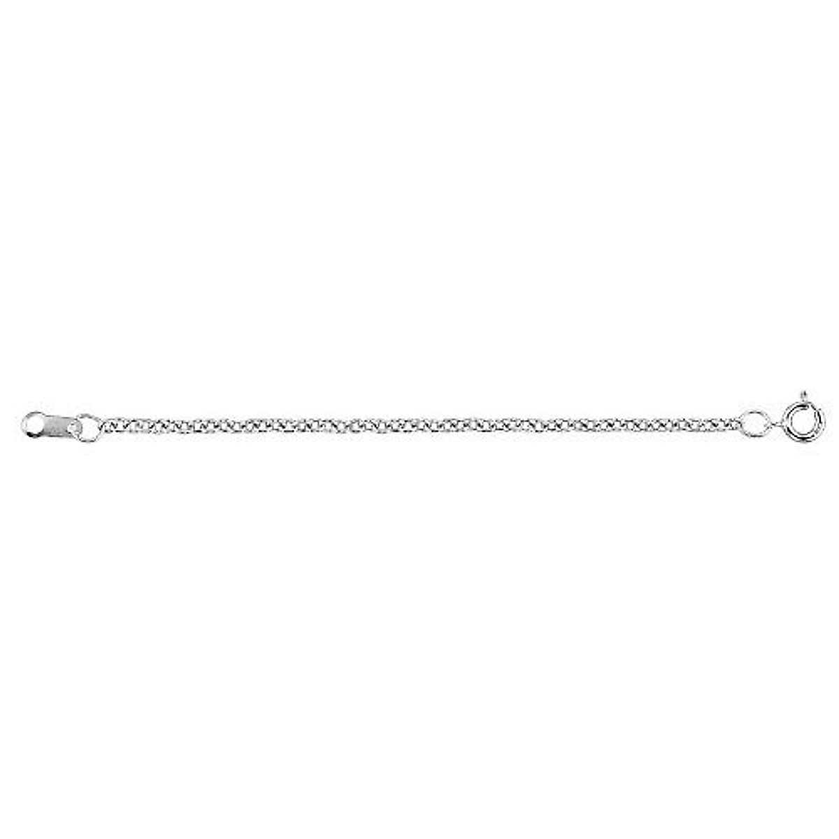 Platinum Diamond-Cut Solid Cable Chain Necklace Extender Safety Chain 2.75 Inches (1.00mm)