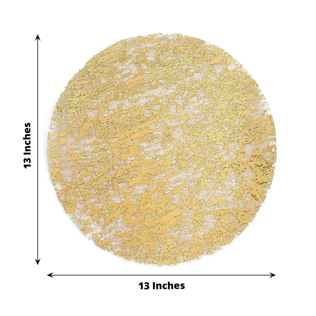 Efavormart 10 Pack | 13" Metallic Gold Luminous Mesh Foil Table Placemats, Round Shiny Polyester Dining Mats