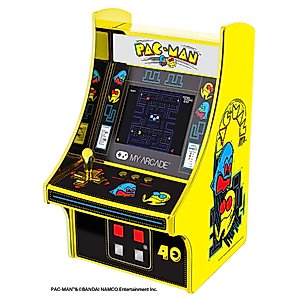 My Arcade Pac-Man 40th Anniversary Micro Player, Fully Playable, 6.75 Inch Collectible, Full Color, Gold Plated, Battery or Micro USB Powered (DGUNL-3290), yellow