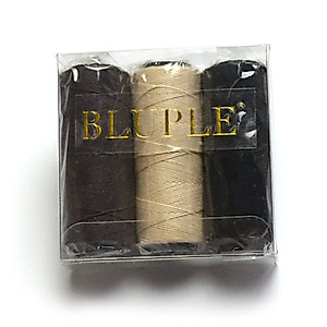 BLUPLE Professional Weaving Threads 3 Rolls for Making Wig Hand Sewing Hair Weft Hair Weave Extension DIY (Black,Beige,Brown)