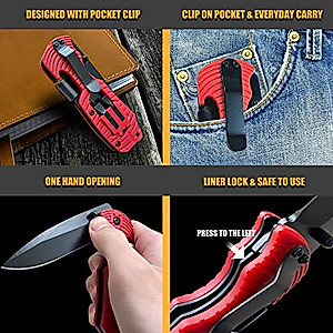 MADSABRE Folding Pocket Knife, Gift for Men, Folding Knives with Liner Lock, Multifunction Tools Knife for Hiking, Camping, Survival, Hunting, Camping Knife with Pocketclip
