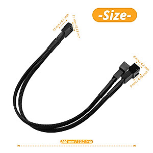 nutjam Black 4 Pin PWM Fan Splitter Cable,1 to 2 Converter, Fan Splitter Adapter for Desktop Computer CPU & Fan (2 Pack)