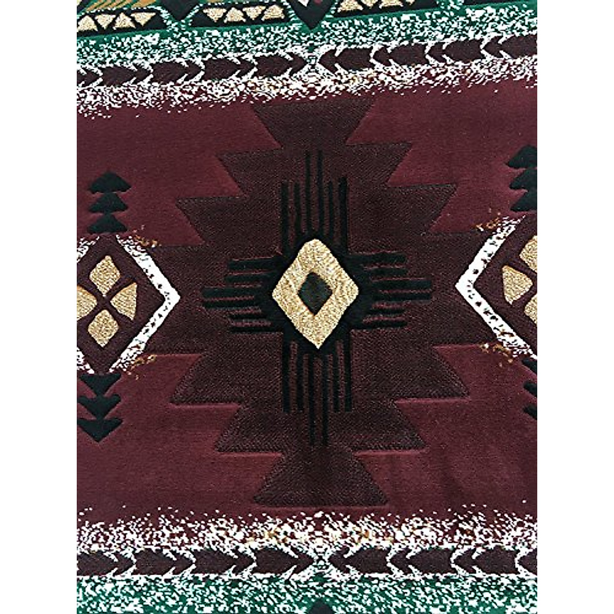 Southwest Native American Area Rug Carpet Burgundy Red Green (24 Inch X 40 Inch Mat)