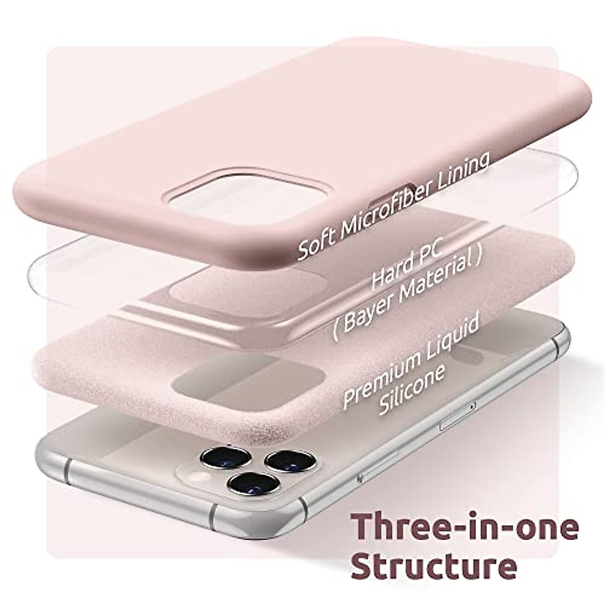 SURPHY Silicone Case Compatible with iPhone 11 Pro Max Case 6.5 inch, Liquid Silicone Full Body Thickening Design Phone Case (with Microfiber Lining) for 11 Pro Max 2019 (Pink)