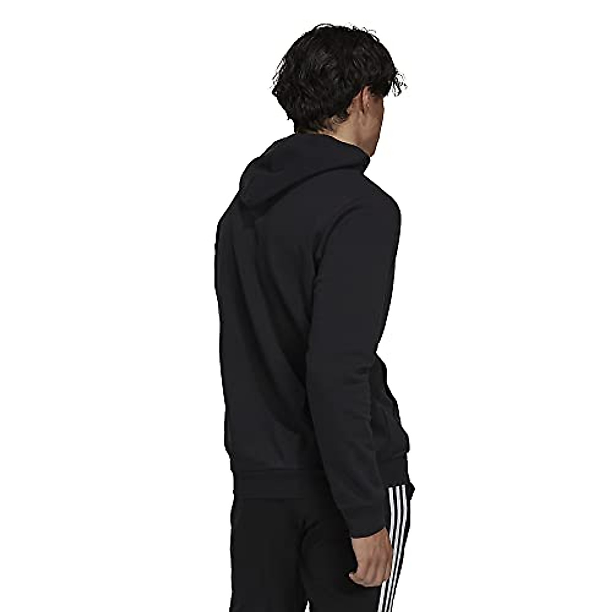 adidas Men's Essentials Fleece Hoodie, Black/White, Large