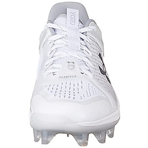 Under Armour Men's Yard Low MT TPU Baseball Cleat, (100) White/White/Metallic Silver, 8.5