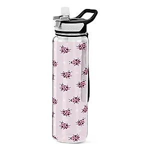 Fustylead Cute Ladybug 32 oz Tritan Water Bottle with Straw, Leakproof and BPA-Free Sport Water Bottle for Fitness, Gym & Outdoor