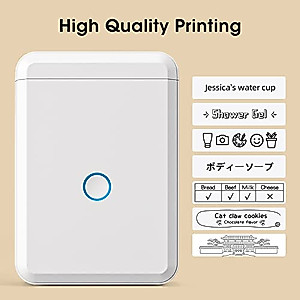 NIIMBOT D110 Thermal Label Makers with 1 Roll Tape, Portable Mini Wireless Bluetooth Sticker Printer for Home Office School Use, Mobile Phone Editable, Printable Width 0.47 inch, White