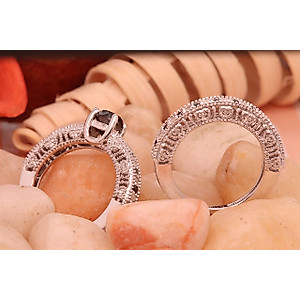 Dazzlingrock Collection 1.50 Carat (Cttw) Sterling Silver Black & White Diamond Engagement Ring Set 1 1/2 CT, Size 7