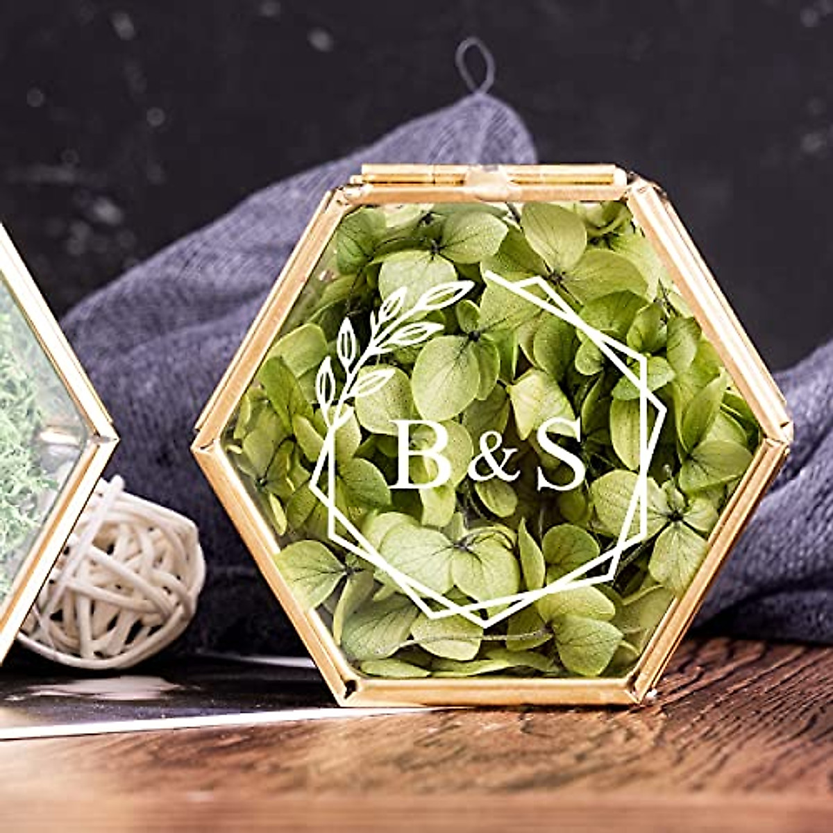 KWOOD Custom Glass Ring Box, Engagement Jewelry Box Personalized Wedding Ring Box, Gold Geometric Ring Bearer Box, Proposal Ring Box, Ring Box Gift