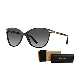 BURBERRY BE4216 3001T3 57M Black/Polarized Grey Gradient Cateye Sunglasses For Women+ BUNDLE With Designer iWear Eyewear Kit