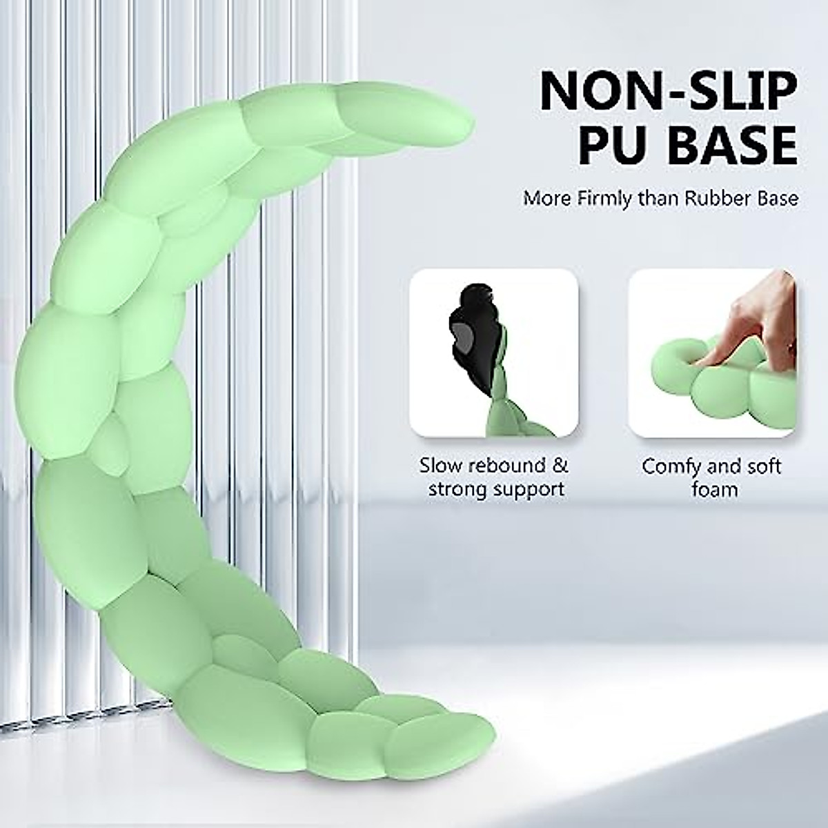 Artiron Cloud Wrist Rest for Computer Keyboard and Mouse Pad with Wrist Rest Set, Ergonomic Memory Foam Cloud Palm Rest, Leather Keyboard Wrist Support with Non-Slip PU Base for Gaming, Home, Green