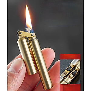 Creative Nunchaku Kerosene Lighter Pure Copper Funny Retro Grinding Wheel Flint Lighters Foldable Mini Portable Lighter Best Gift,Silver