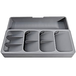 Cutlery Organizer in Drawer, Silverware Organizer Holder Tray, Expandable Cutlery Utensil Organizer for Kitchen Drawer Holding Flatware Spoons Forks