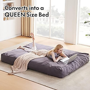 AYEASY Bean Bag Chair with Filler, Memory Foam Bean Bag Couch with Microfiber Cover(Blue, Queen)