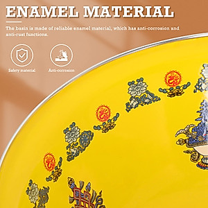 DOITOOL Vintage Mixing Bowl Enamel Bowl Vintage Enamelware Salad Mixing Bowl Enamel Washing Basin Vintage Soup Basin Soup Bowl Round Serving Tray for Home