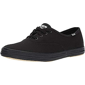 Keds Women's Champion Original Canvas Lace-Up Sneaker, Black/Black, 7 M US