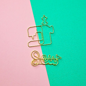 Cute Paperclips for Sewing Lovers, Stocking Stuffer for Quilters, Gold sew and Sewing Machine paperclips, Gifts for Sewing Enthusiasts