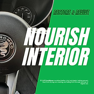 3D Leather, Vinyl & Plastic Conditioner - Restores, Conditions & Protects for Extended Life & Appearance - Great for Seats, Steering Wheels, Door Panels - Car, Office, Home Use 1 Gallon