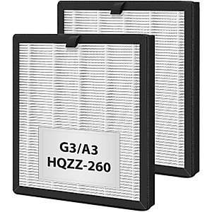 2 Pack G3 A3 Replacement Filter For AMEIFU G3 Sferf-30(FXAP2W) Air Cleaner Puri-fier. Compatible with VEWIOR A3 A3N Filter. For Tailulu HQZZ-260 Filter. 3 Stages True HEPA Filter Air Cleaner Filter.
