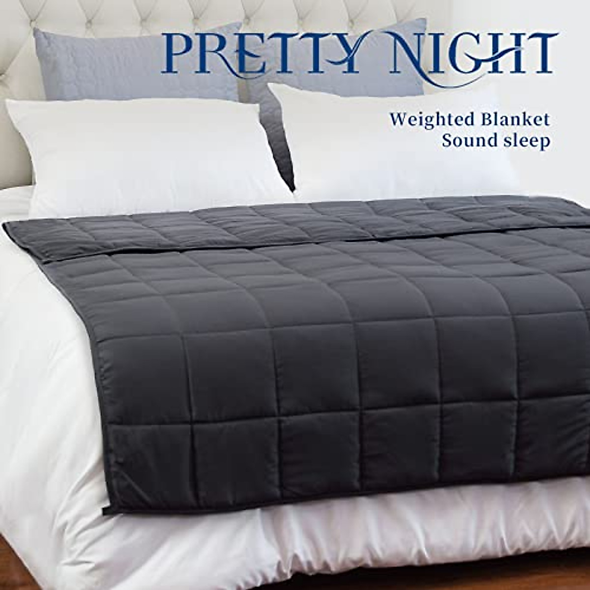 PRETTY NIGHT Weighted Blanket 12lbs Queen Size Dark Grey 60"x80" Weighted Blankets for Adults Heavy Blanket are Comfortable and Cozy