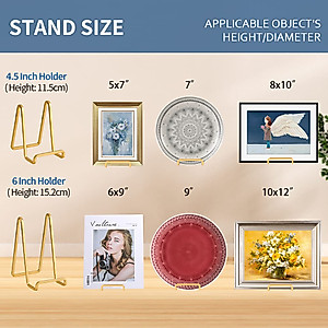 Plate Holder Easel Display Stand - 6 inch Metal Plate Stands for Display - Tabletop Picture Stand - Gold Iron Easels for Display Pictures | Photo Frames | Book | Decorative Plates | Plaque - 3 Pack