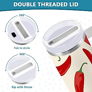 DIGTIA Stainless Steel Insulated Tumbler w/Handle & Straw, Red Peppers Double Wall Vacuum Travel Coffee Mug Cup w/Lid, Leak-Proof Sports Green Water Bottle,30oz