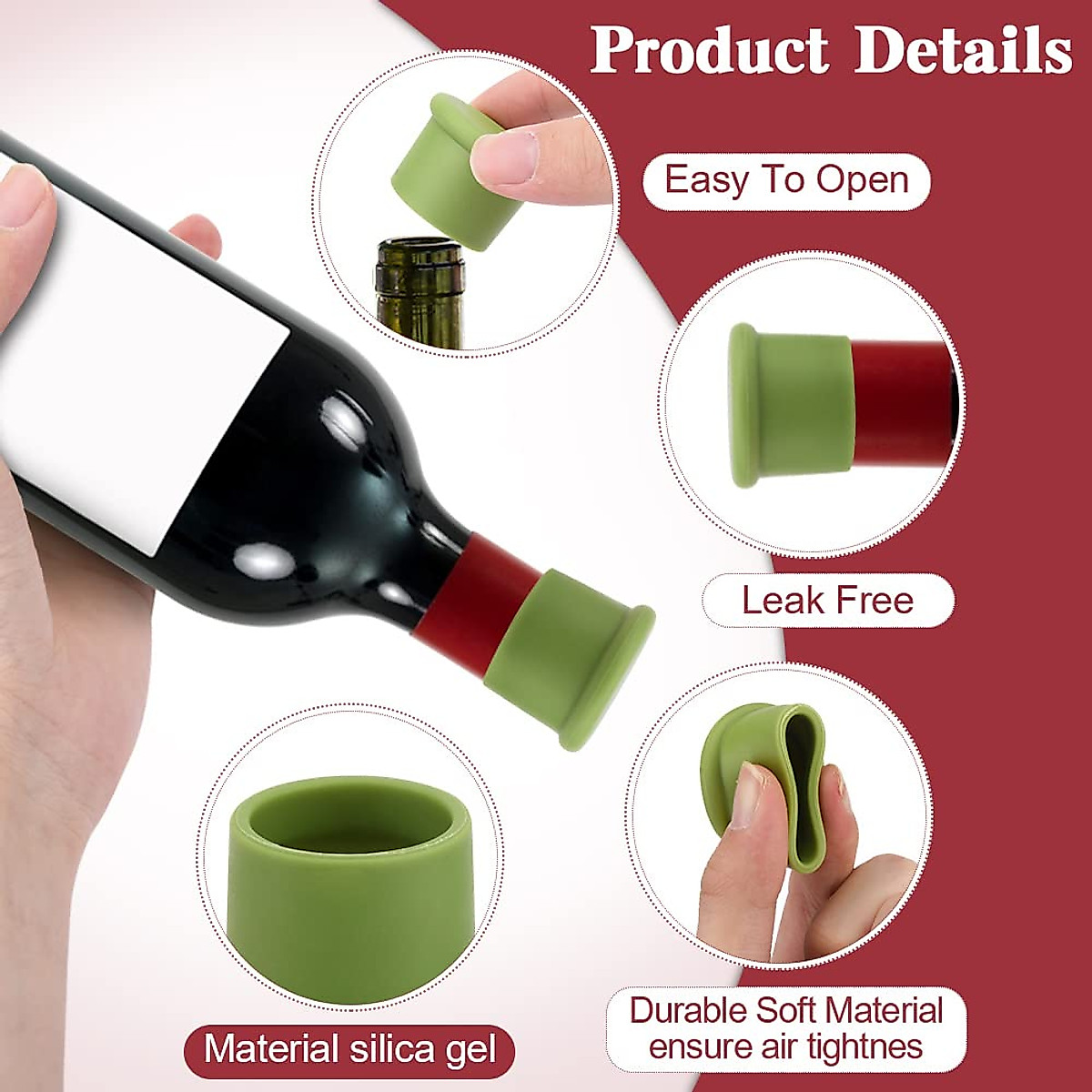 15Pcs Silicone Wine Stoppers,Leak Proof Wine Bottle Caps,Reusable Beer Bottle Cover,Airtight Seal Decorative to Preserve Wine And Beer Fresh,Gifts for Wine Lovers