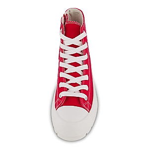CUSHIONAIRE Women's Vespa high top Canvas Sneaker +Memory Foam and Side Zipper, Red 10 W