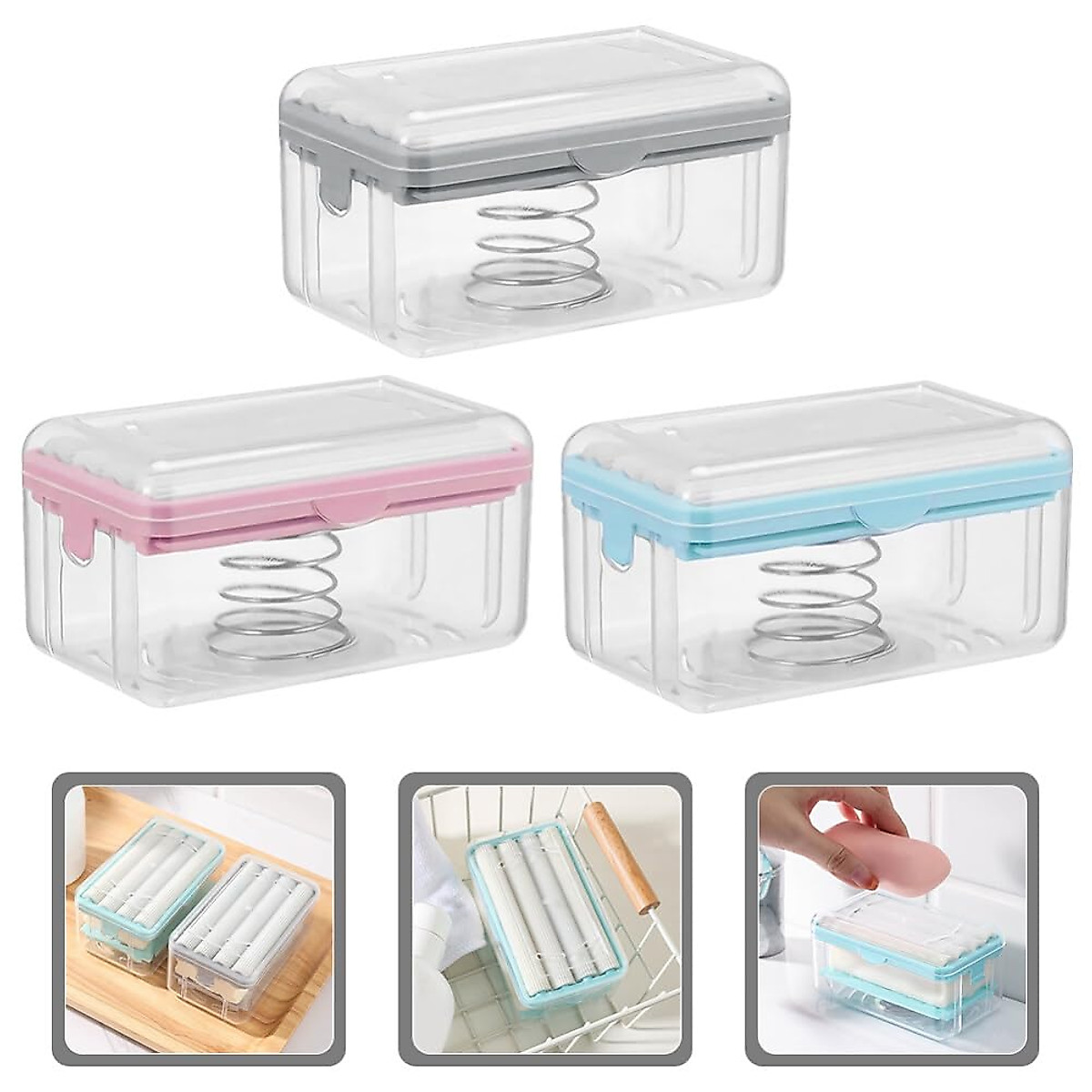 Cabilock 3pcs Box Soap Dish Foaming Holder Soap Foaming Case Soap Drainer Soap Foaming Tool Soap Container Foaming Soap Dish Soap Dishes for Bar Soap Household Soap Holder Travel Pp