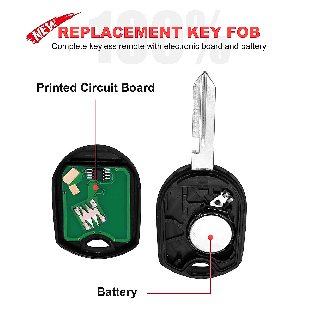 VOFONO Compatible with Car Key Fob Ford Explorer 2011-2015/ F-150, F-250, F-350 (2011-2016), Lincoln, Mercury, Mazda (CWTWB1U793 4-btn) Keyless Entry Remote Start Pack of 1