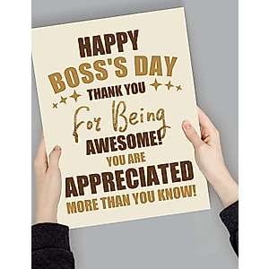Jumbo Happy Boss’s Day Card for Boss Manager, Big Boss Thank You Card, Funny Oversize Appreciation Card from Team, Thank You for Being Awesome
