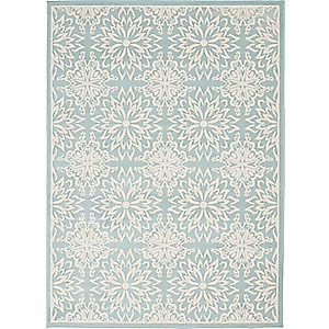 Nourison Jubilant Floral Ivory/Green 4' x 6' Area -Rug, Easy -Cleaning, Non Shedding, Bed Room, Living Room, Dining Room, Kitchen (4x6)