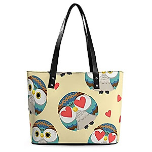 Womens Handbag Owls Leather Tote Bag Top Handle Satchel Bags For Lady
