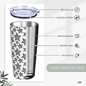 Yaxongx 20oz Tumbler Leopard Print Star Double Wall Vacuum Insulated Coffee Mug with Lid and Metal Straw Brush Reusable Stainless Steel Water Bottle Travel Cup Gifts for Car Ice Drinks Hot Beverage