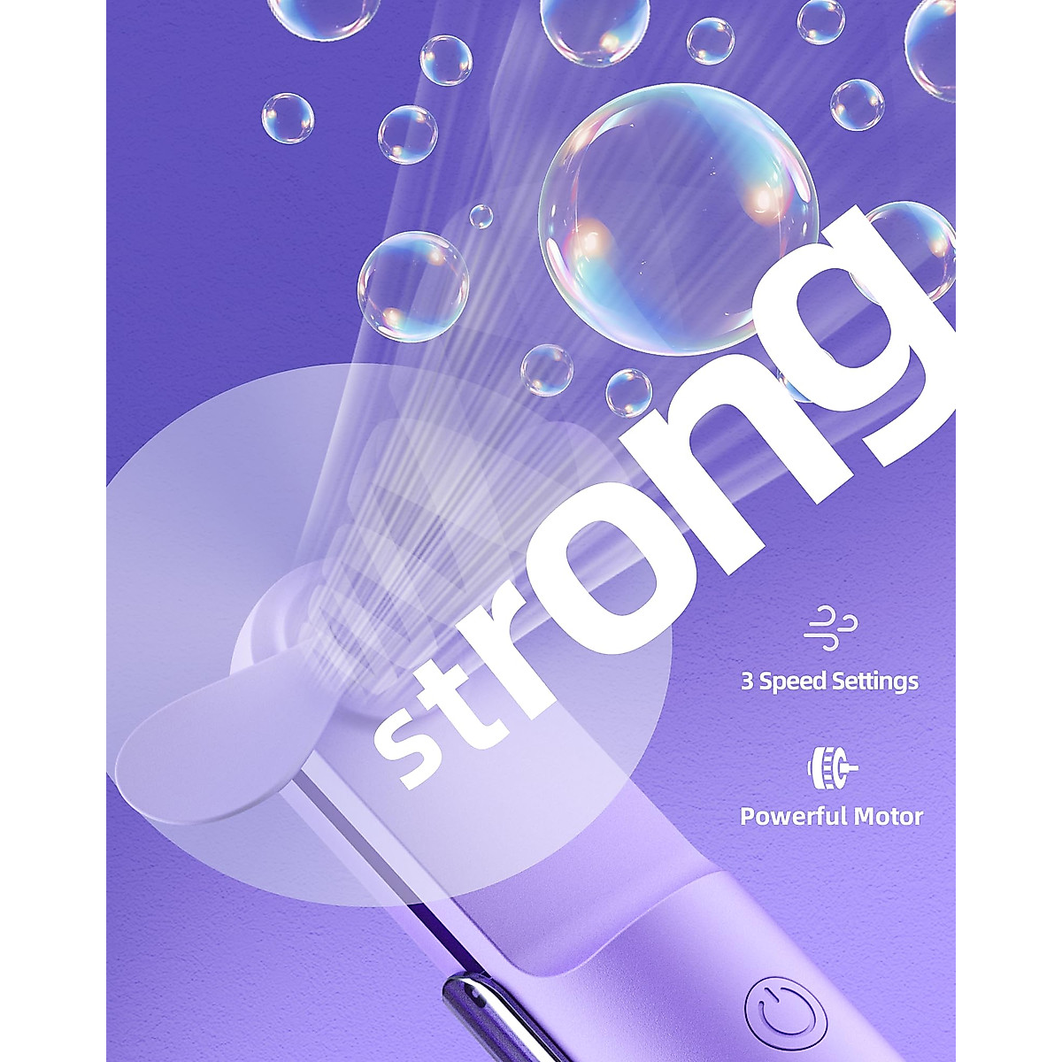 Cutnut Portable Handheld Fan, 3-Speed Foldable Mini Pocket Fan, USB-C 2000mAH Rechargeable Small Quiet Hand Fan, Personal Lash Fan for Travel, Outdoor, Home, Ideal Gifts for Women, Purple