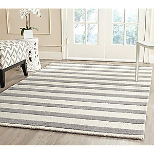 SAFAVIEH Cambridge Collection 10' x 14' Grey/Ivory CAM154A Handmade Stripe Premium Wool Area Rug