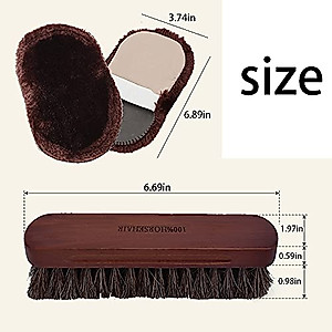 Long Bristle Horse Hair Leather Cleaning Brush, with Shoeshine Gloves Cleaner Leather Care Tools(Brown)…
