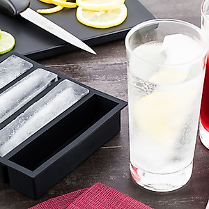 Restaurantware 5.25-inch Slab Ice Tray - Makes 4 Long Rectangle Cubes: Perfect for Commercial Bars or Home Use - Constructed from Durable Black Silicone - Dishwasher Safe - 1-CT