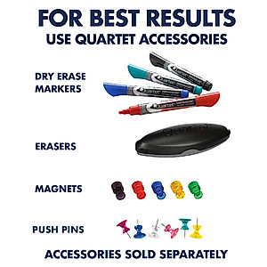 Quartet Combination Magnetic Whiteboard & Corkboard, 17" x 23", Combo White Board & Cork Board, Curved Frame, Perfect for Office & Home Decor, Home School Message Board, Black (41723-BK)