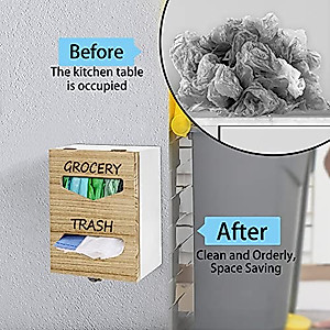 2 Components Trash Bag Organizer Dispenser, Garbage Bag Dispenser Plastic Bag Holder with Lid, Trash Bag Roll Holder for Plastic Bags, Grocery Bag Dispenser for Home & Kitchen Organization