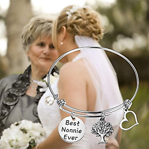 Lywjyb Birdgot Best Nonnie Ever Gift Best Nonnie Ever Bracelet Gift Best Nonnie Ever Funny Mother's Day Gift Best Nonnie Ever Christmas Gift (Nonnie br)