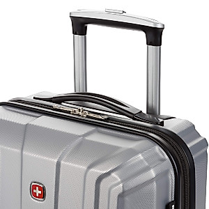 SwissGear 3750 Hardside Luggage with Spinner Wheels, Silver, Carry-On 18.5-Inch