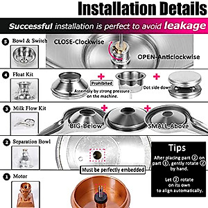 Minneer Electric Milk Cream Centrifugal Separator/Golden Plug 21Gal/H 80L/H 110V USA/Canada Make Cream Butter Milkshake Separator for Goats Cows Milk All Metal Parts(Golden)